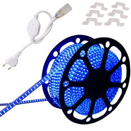 LED Strip Blauw - 40 meter in een ROL - 220V - 2835SMD - 180L/M - IP65 - Met Aansluitstekker